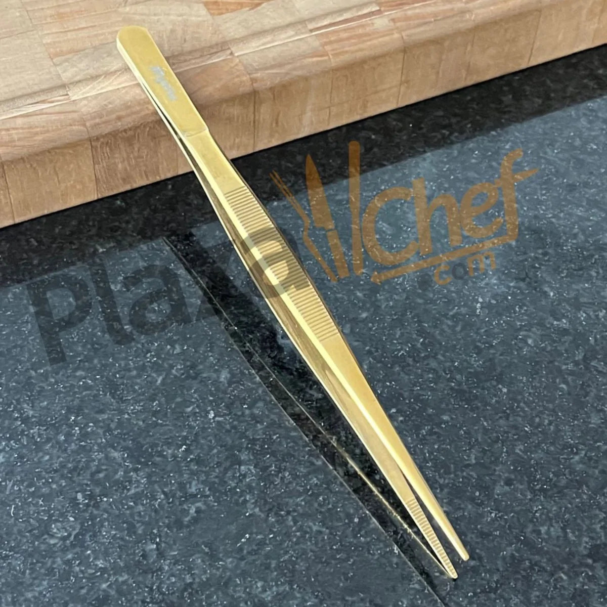 Pinza de emplatado 20cm Recta dorada – Plaza chef colombia